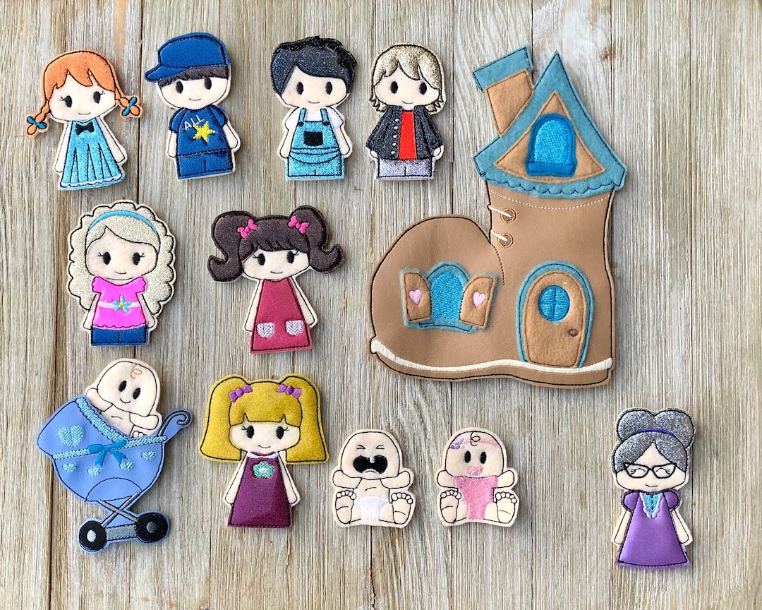 Finger Puppets, Lady Who Lived in a Shoe Finger Puppets, Nursery Rhyme ...