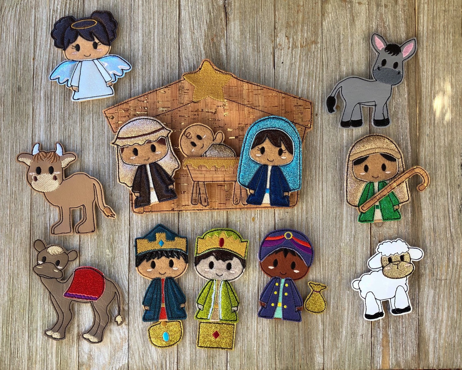 Sparkly Nativity Finger Puppet Set Darker Complexions | Etsy