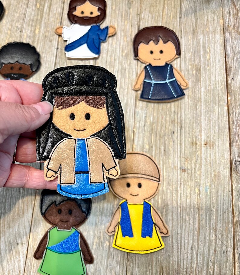 Jesus and His 12 Disciples Finger Puppets Darker Complexion. Bible ...