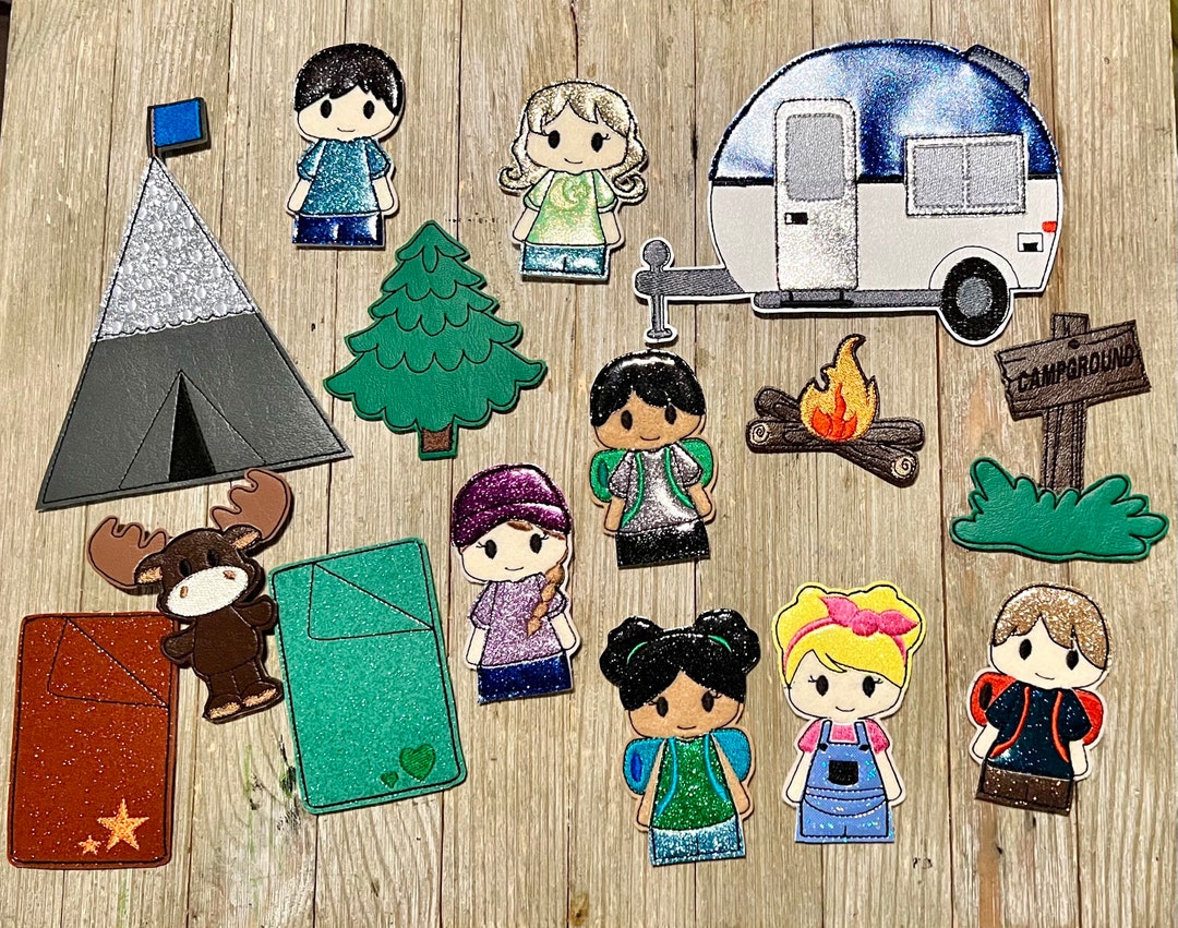 Camping Finger Puppet Set, Outdoor Adventure Finger Puppet Set - Etsy