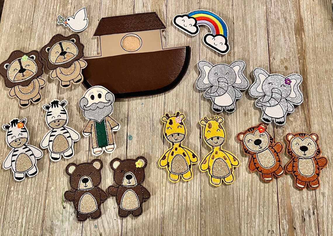 Noahs Ark and Animals Finger Puppets. Bible Story Finger - Etsy