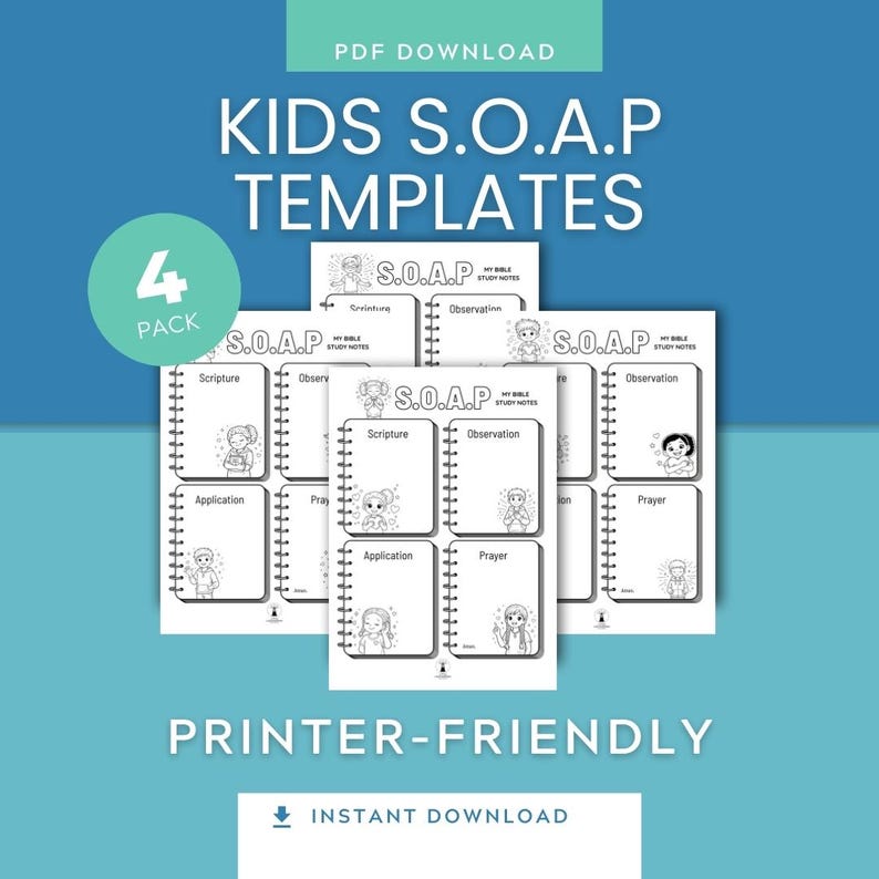 Kids Bible Study Notes Template | S.O.A.P Printable for Children ...
