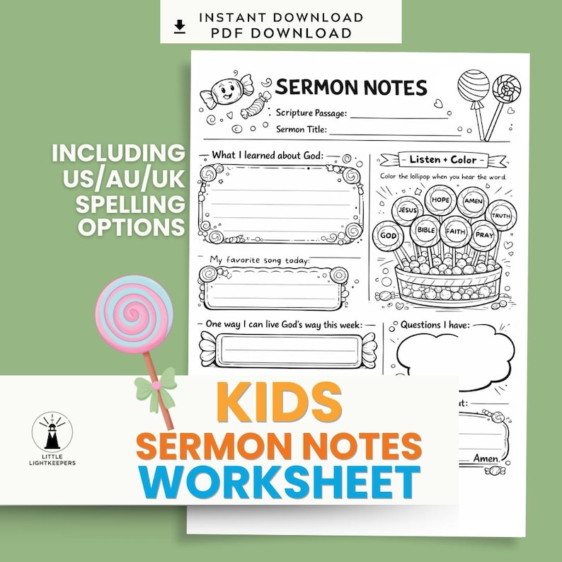 Kids Church Notes Worksheet | Bible Study Notes Template | Printable ...