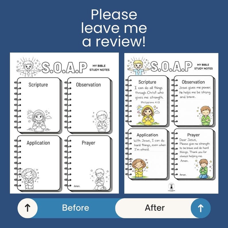 Kids S.O.A.P Bible Study Notes | Printable Scripture, Observation ...