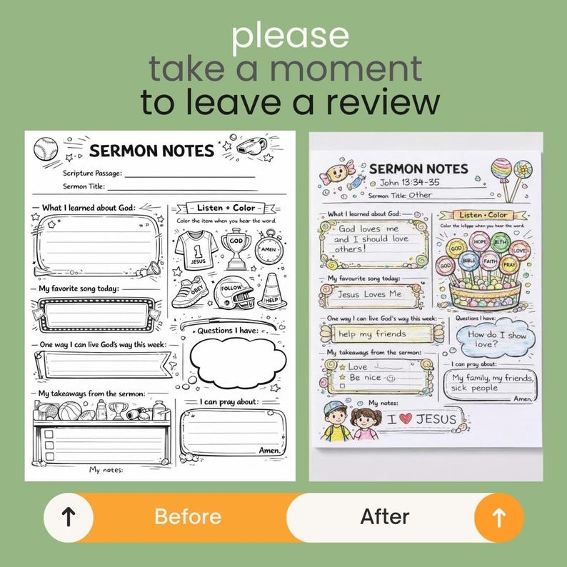 Kids Church Notes Worksheet | Bible Study Notes Template | Printable ...