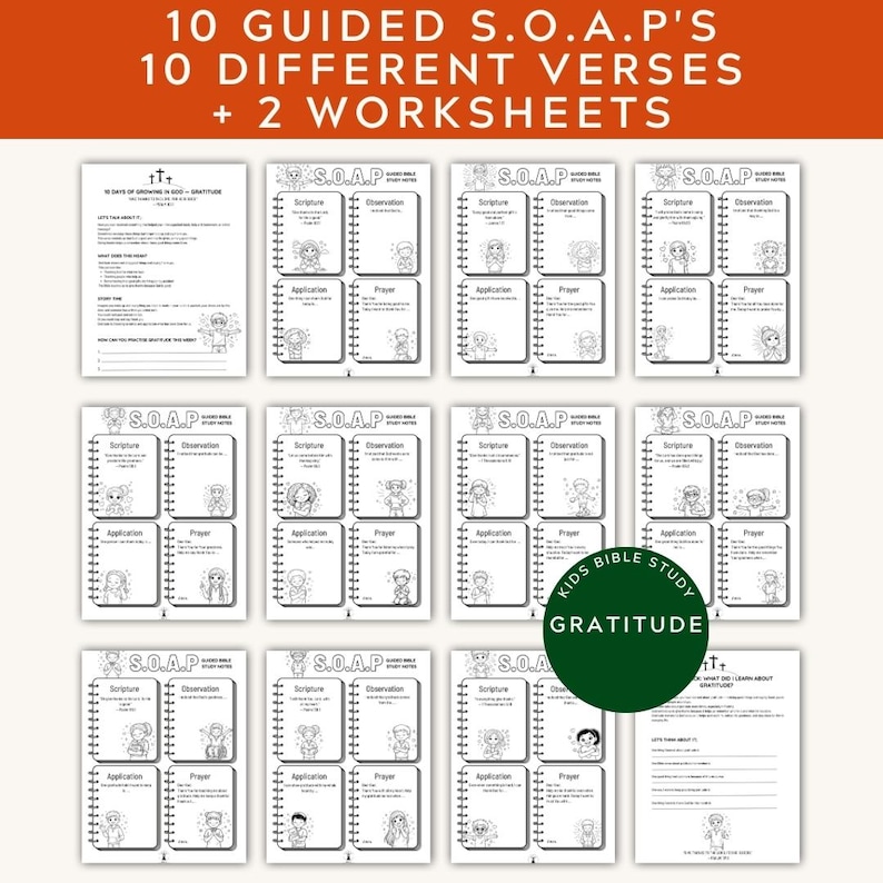 Kids Gratitude Bible Study: 10-day S.O.A.P. Printable (digital Download ...