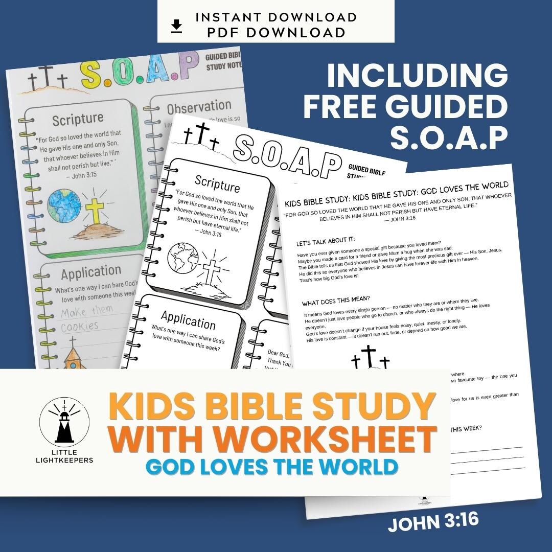 Kids Bible Study Worksheet + Guided SOAP Template With Prompts | God ...