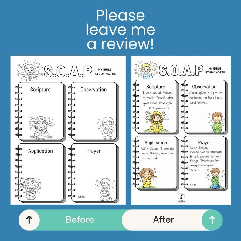 Kids Bible Study Notes Template | S.O.A.P Printable for Children ...