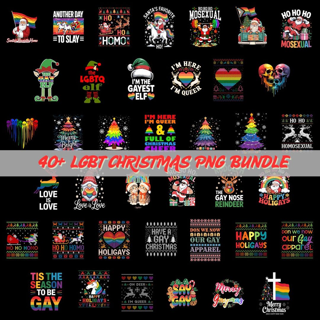 LGBT Christmas PNG Bundle, Funny LGBT Pride, Rainbow Christmas, Pride ...