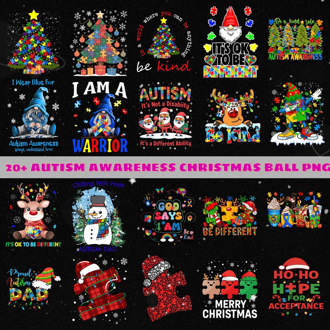 Christmas Autism PNG Bundle, Autism Awareness Clipart, Autism Png ...