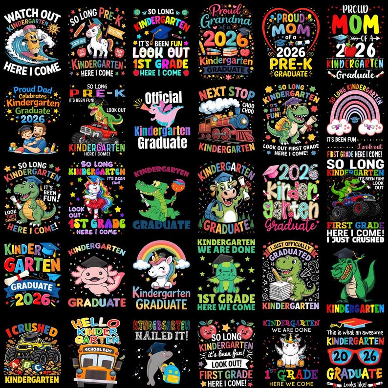 Kindergarten Graduate 2026 PNG Bundle, Preschool Graduation PNG, Last ...