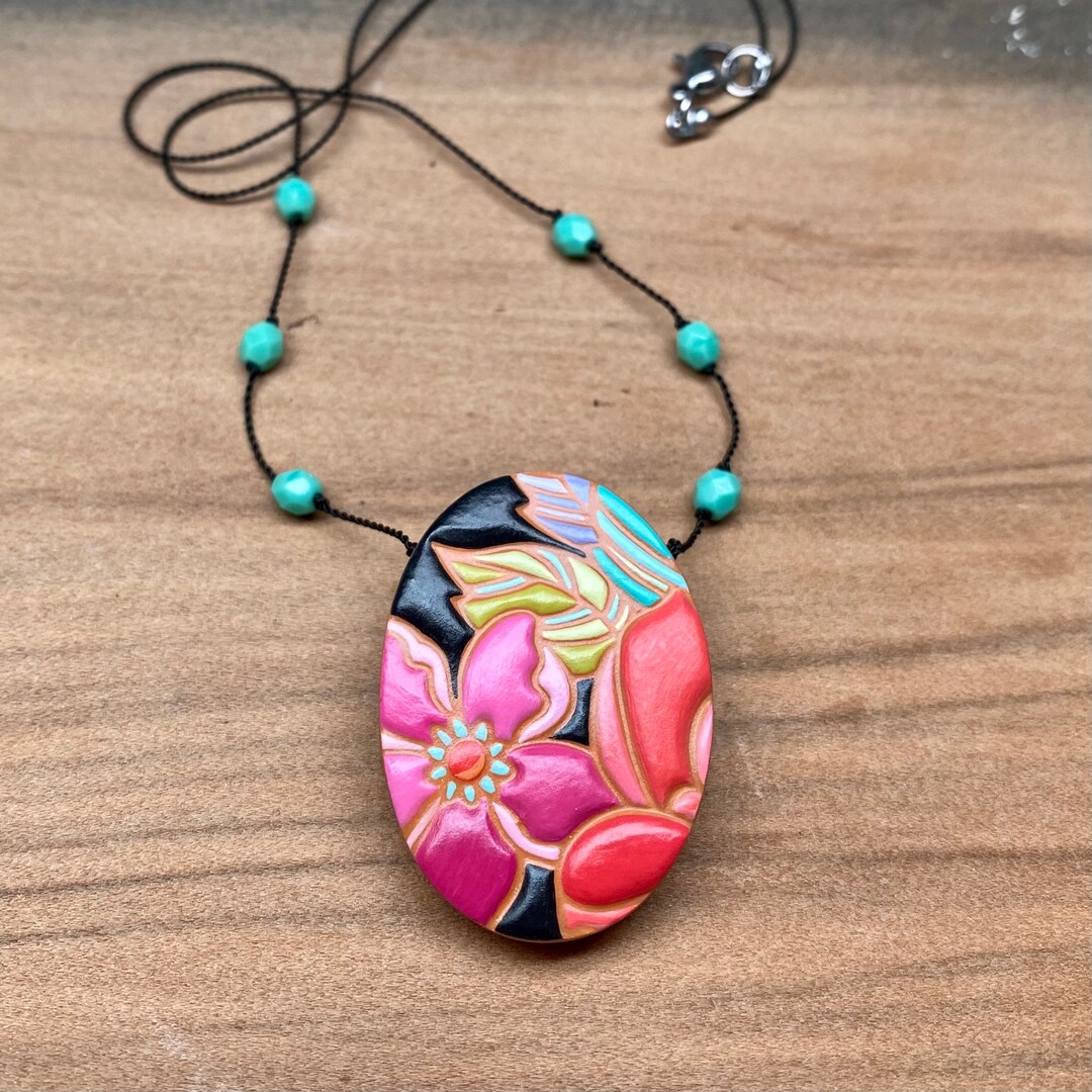 Porcelain Floral Pendant - Etsy