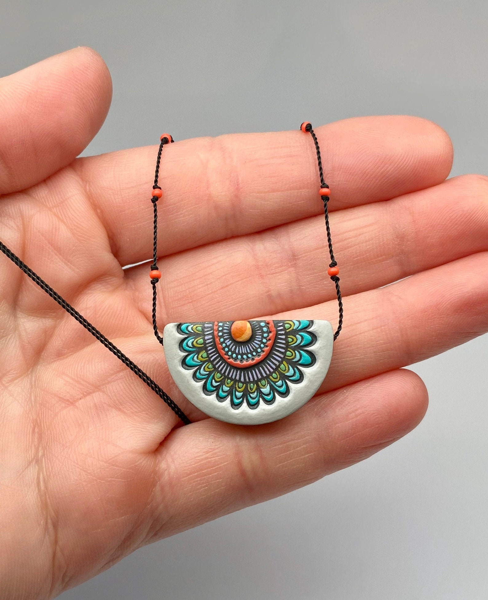 Boho Floral Necklace, Colorful Casual Necklace Unique Hand Made Gift ...