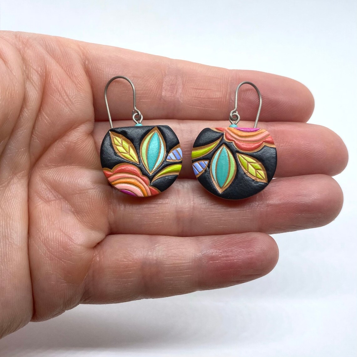 Ceramic Earrings Handmade Earrings Hand-painted Porcelain - Etsy