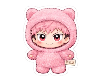 Yuji Itadori Labubu Sticker | Chibi Kiss-cut Sticker - Etsy