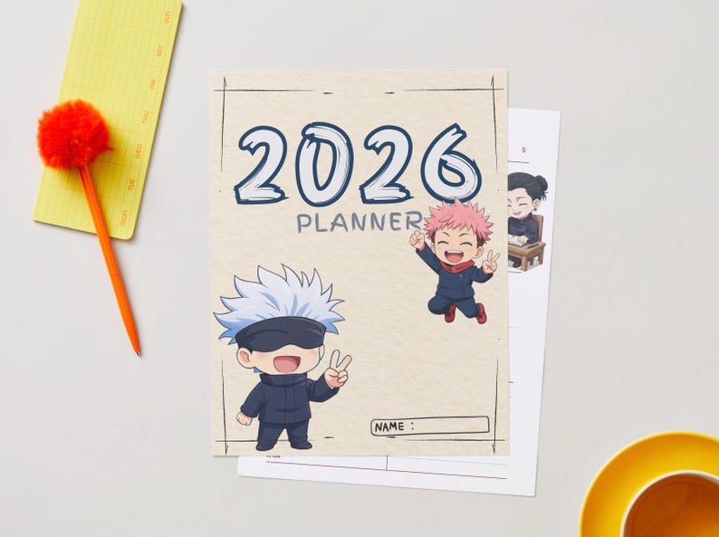 Jujutsu Kaisen Chibi 2026 Planner | Editable Template + Printable ...