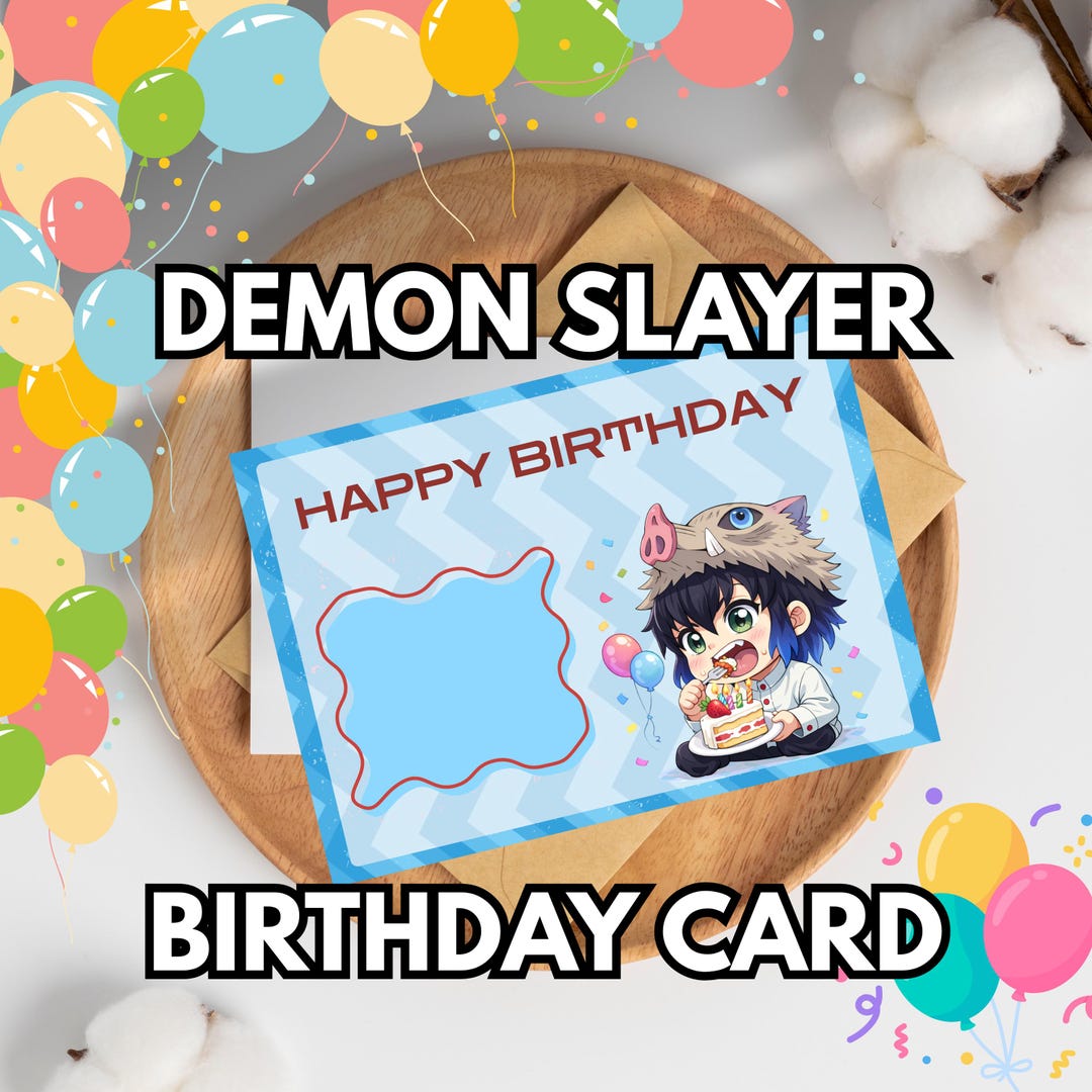 Inosuke Demon Slayer Birthday Card | Printable Digital Download - Etsy ...