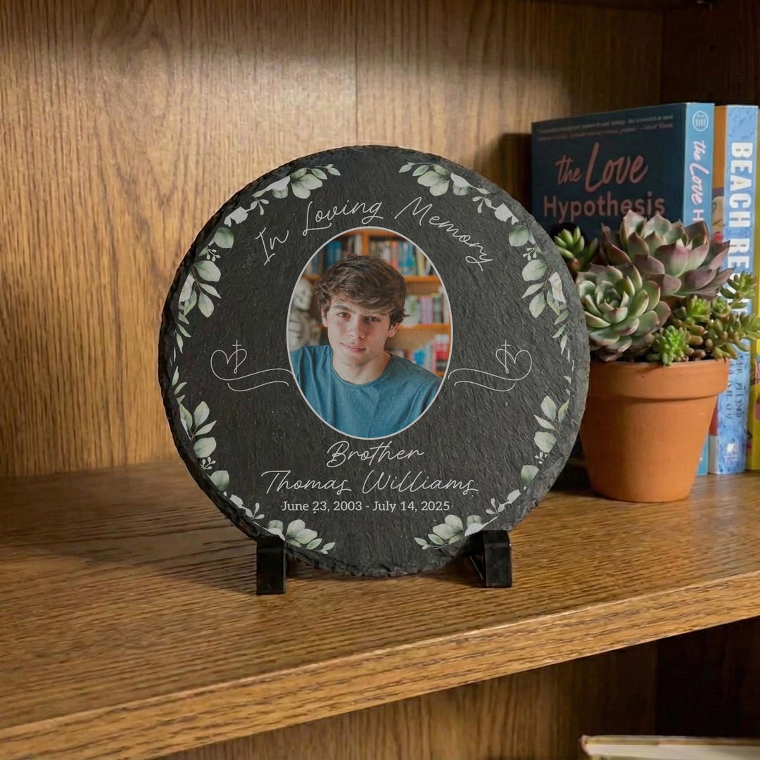 Personalized in Loving Memory Brother Slate Stone, Custom Dad Photo ...