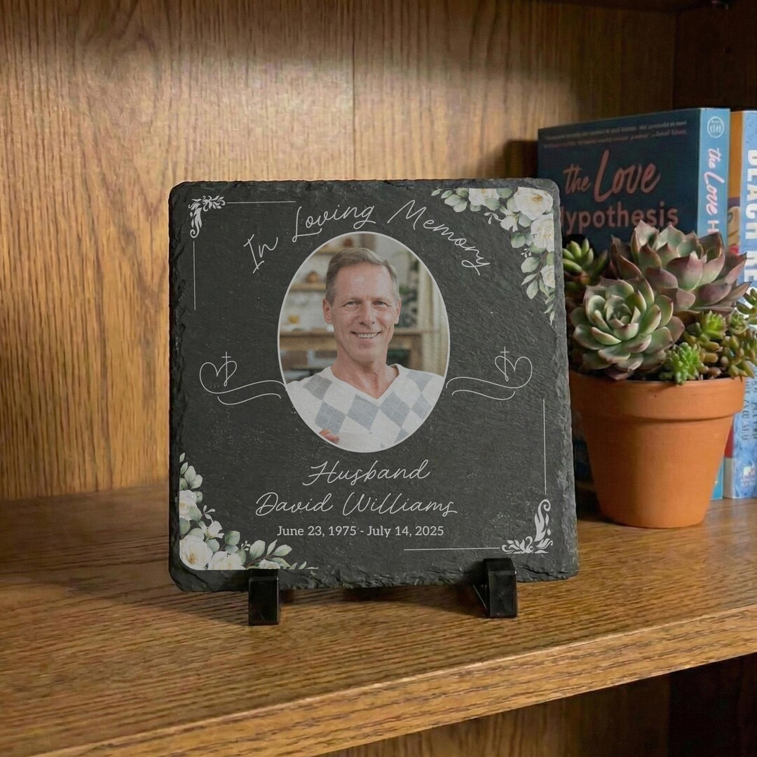 Personalized in Loving Memory Husband Slate Stone, Custom Dad Photo ...