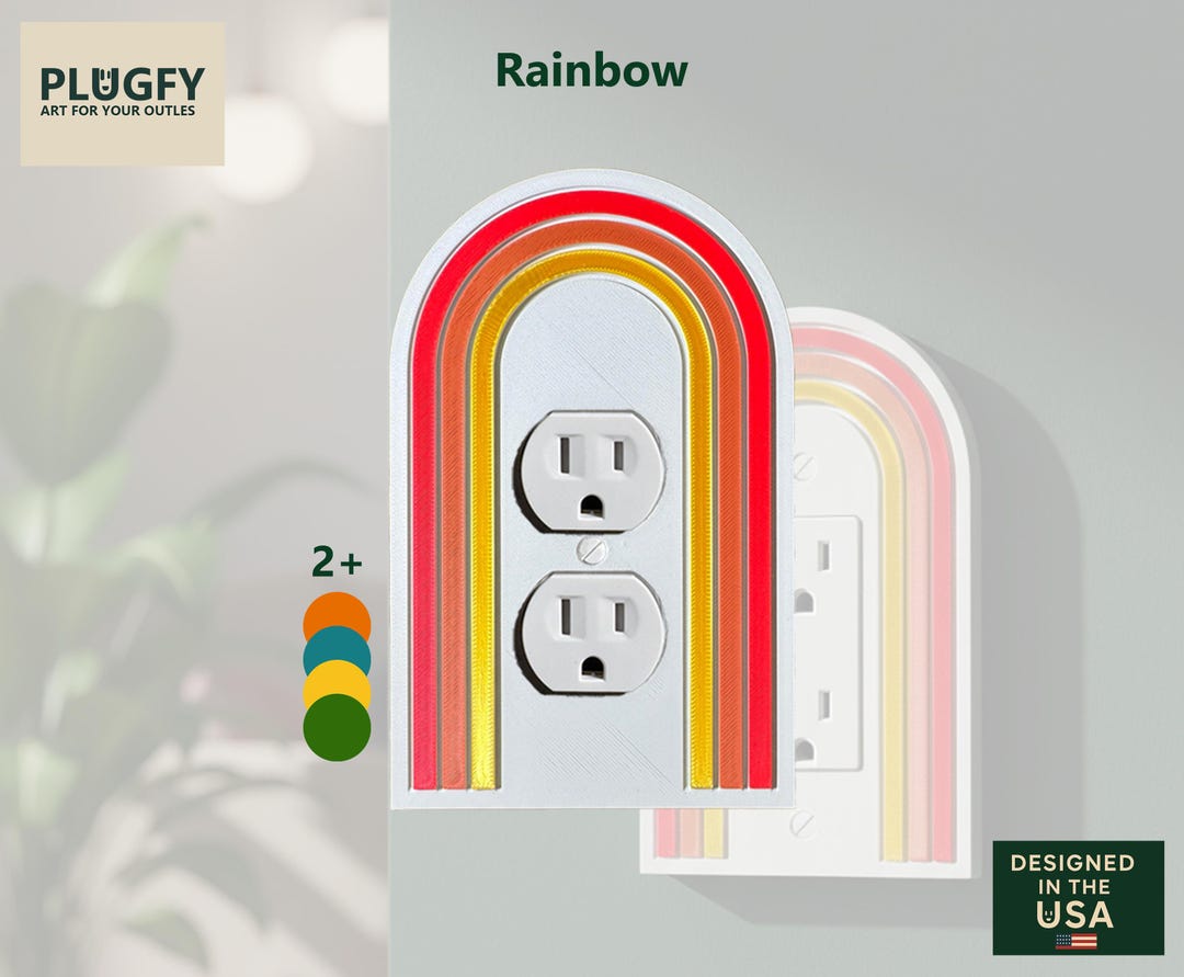 Rainbow 1-gang Outlet Switch Wall Art - 3D Modern Decor Plate - Plugfy ...