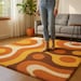 Retro Wave Shag Rug – 70s Mid Century Abstract Orange Brown Wool Area ...