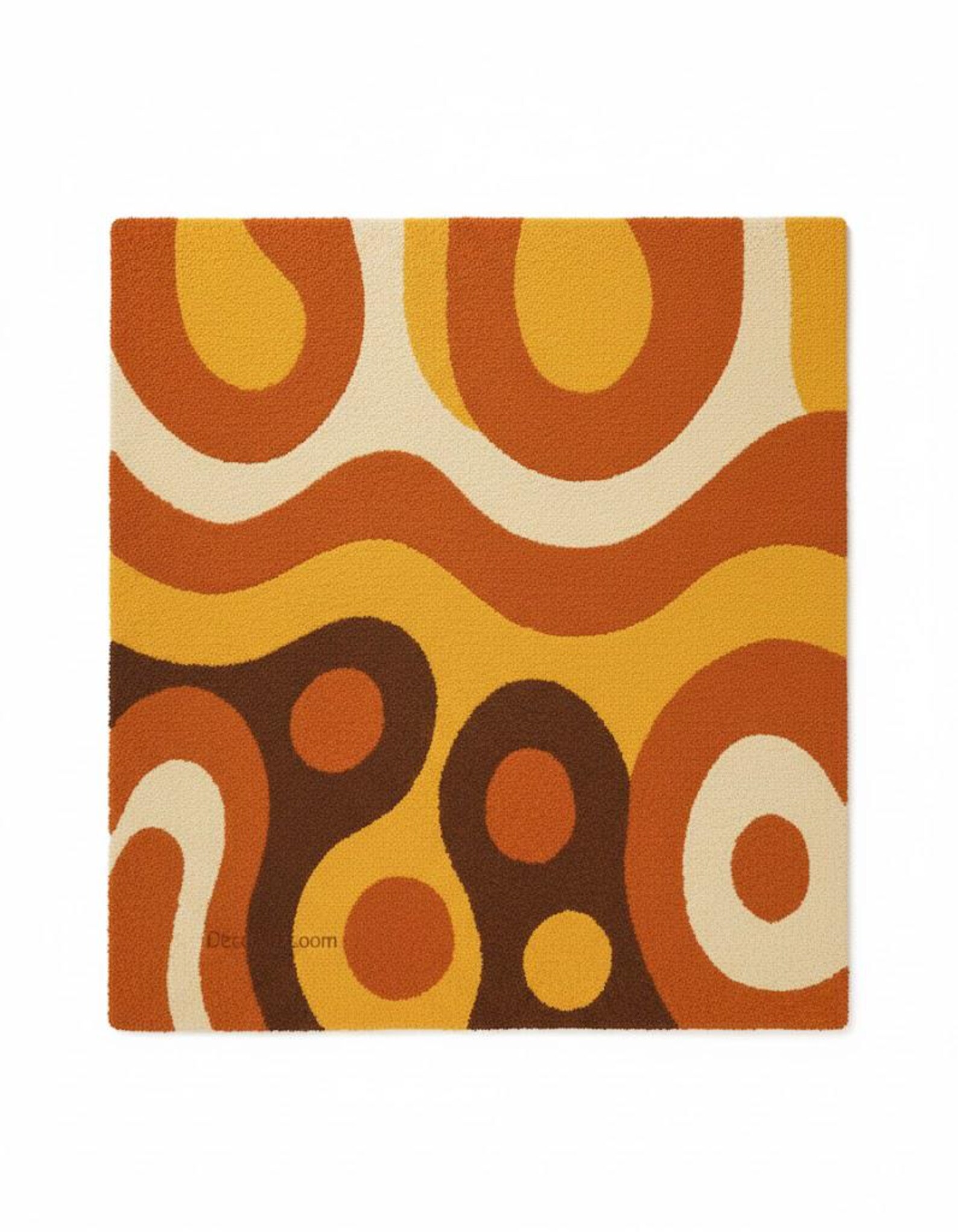 Retro Wave Shag Rug – 70s Mid Century Abstract Orange Brown Wool Area ...
