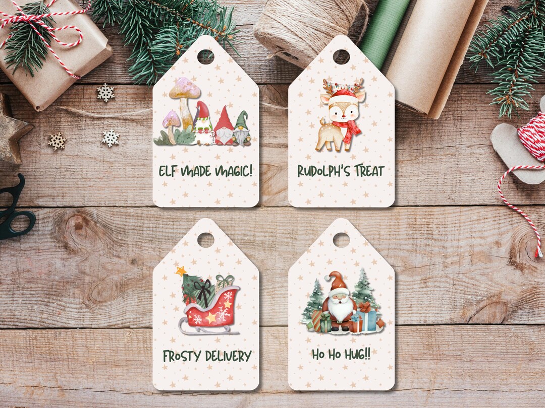 Christmas Gift Tag, Printable Tags, Elf's Magic, Rudolph, Santa, Tags ...