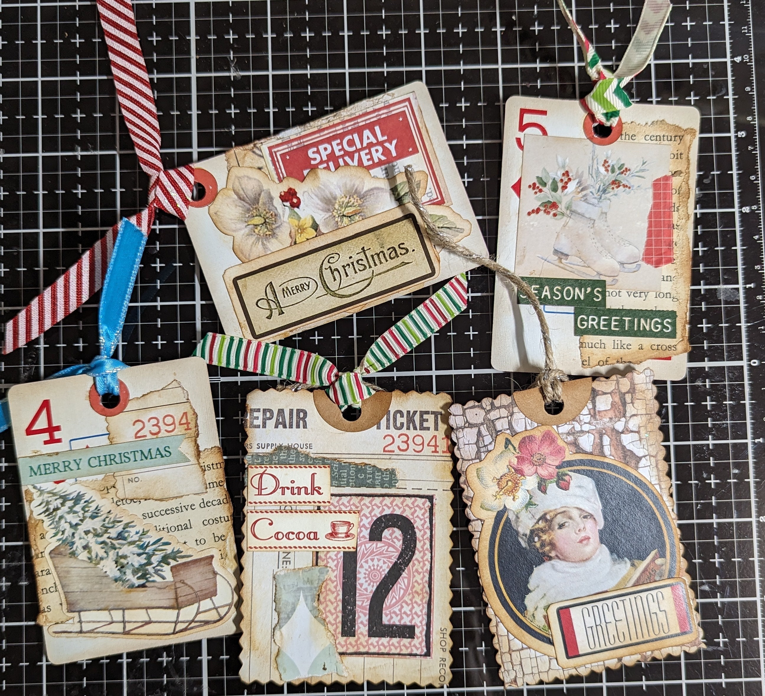 Five Handmade Christmas Tags From Playing Cards - Etsy