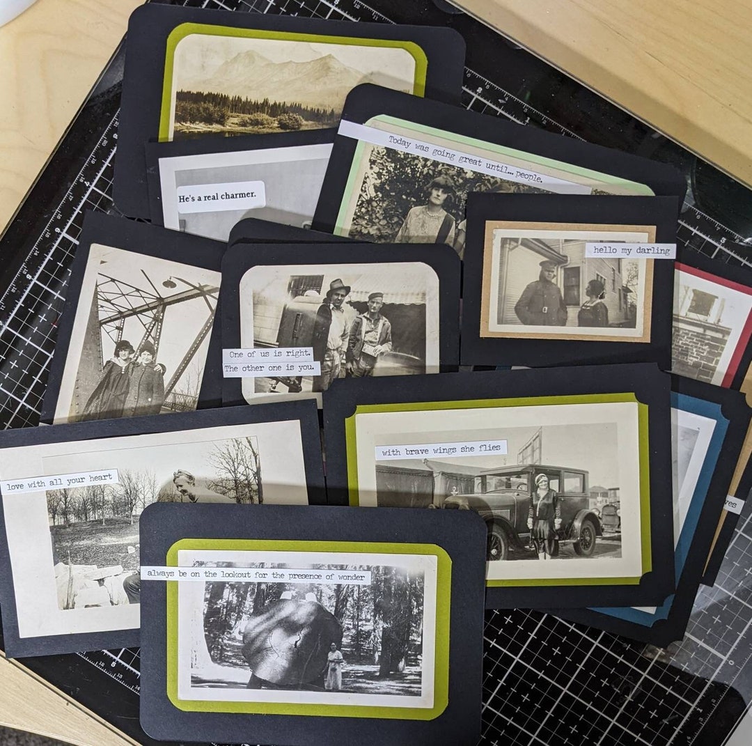 12 Vintage Photo Journal Cards - Etsy
