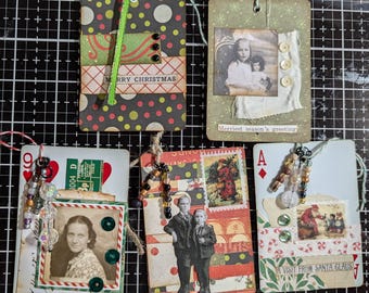 Five Handmade Christmas Tags From Playing Cards - Etsy