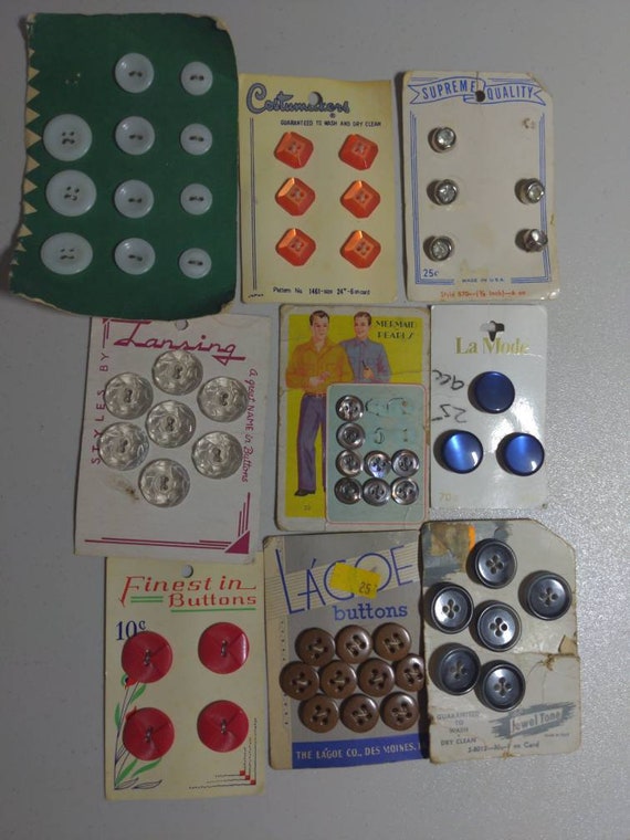 9 Vintage Sewing Button Cards great Ephemera for Sewing - Etsy