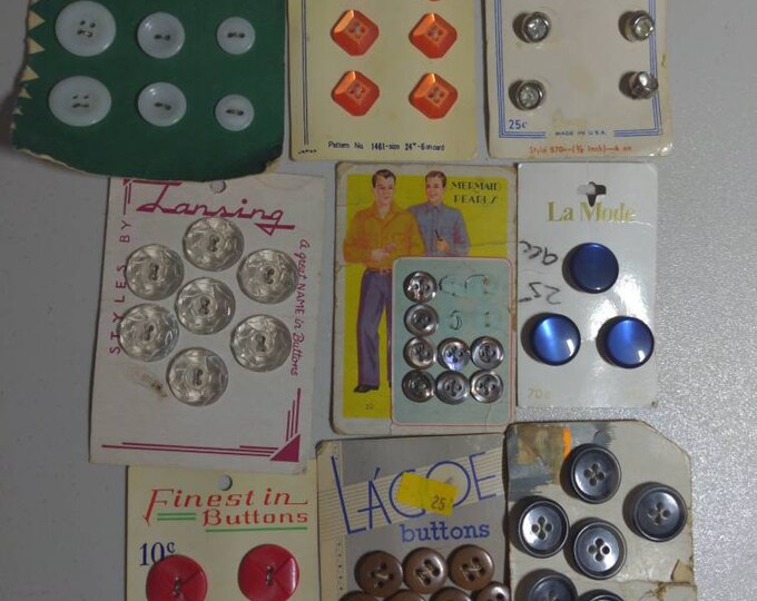 9 Vintage Sewing Button Cards great Ephemera for Sewing Collections ...