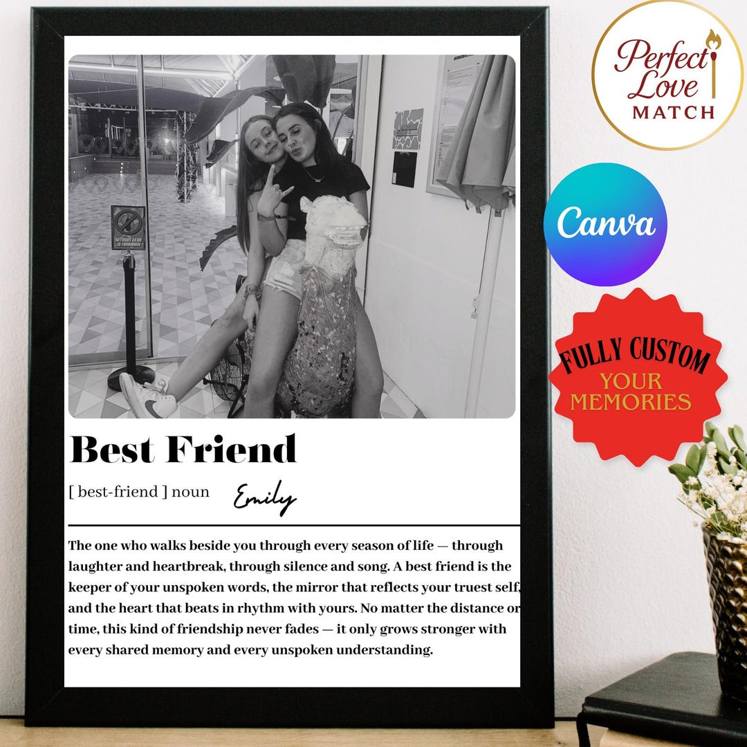 Best Friend Definition Photo Template, Digital Dictionary Style Poster ...