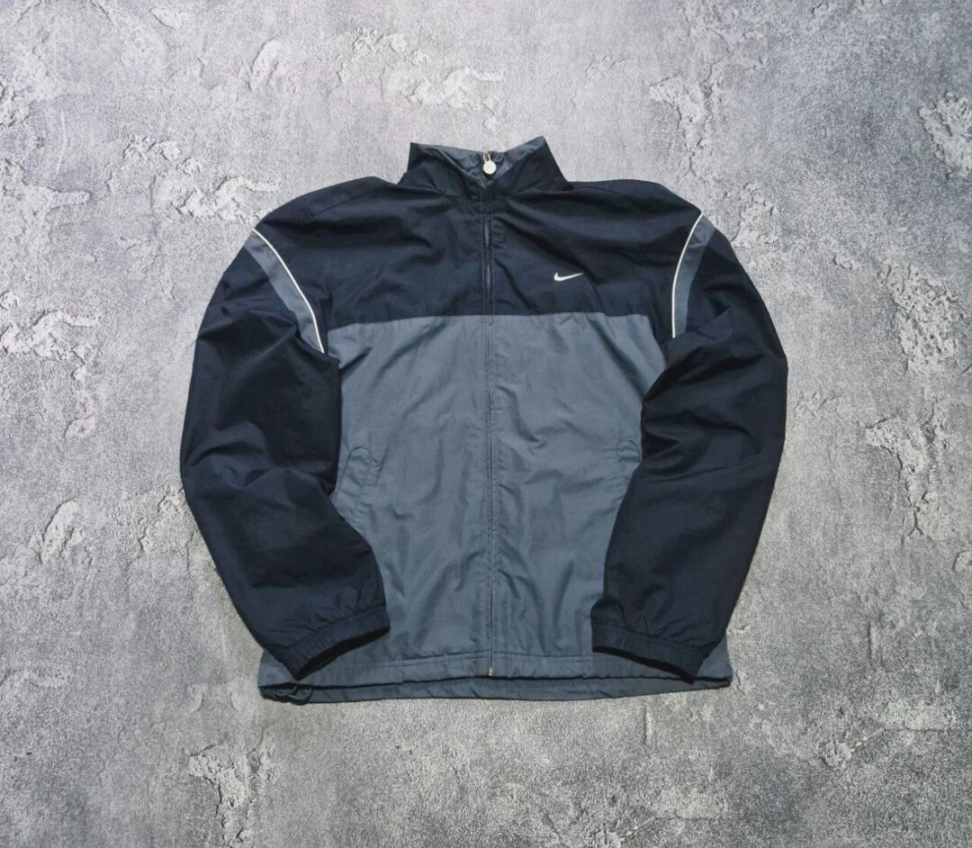 Vintage Nike Windbreaker Jacket | Authentic Gray & Black Color Block ...