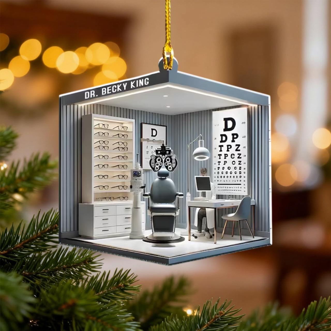 Personalized Optometrist Office Ornament, 2D Flat Acrylic Eye Doctor ...