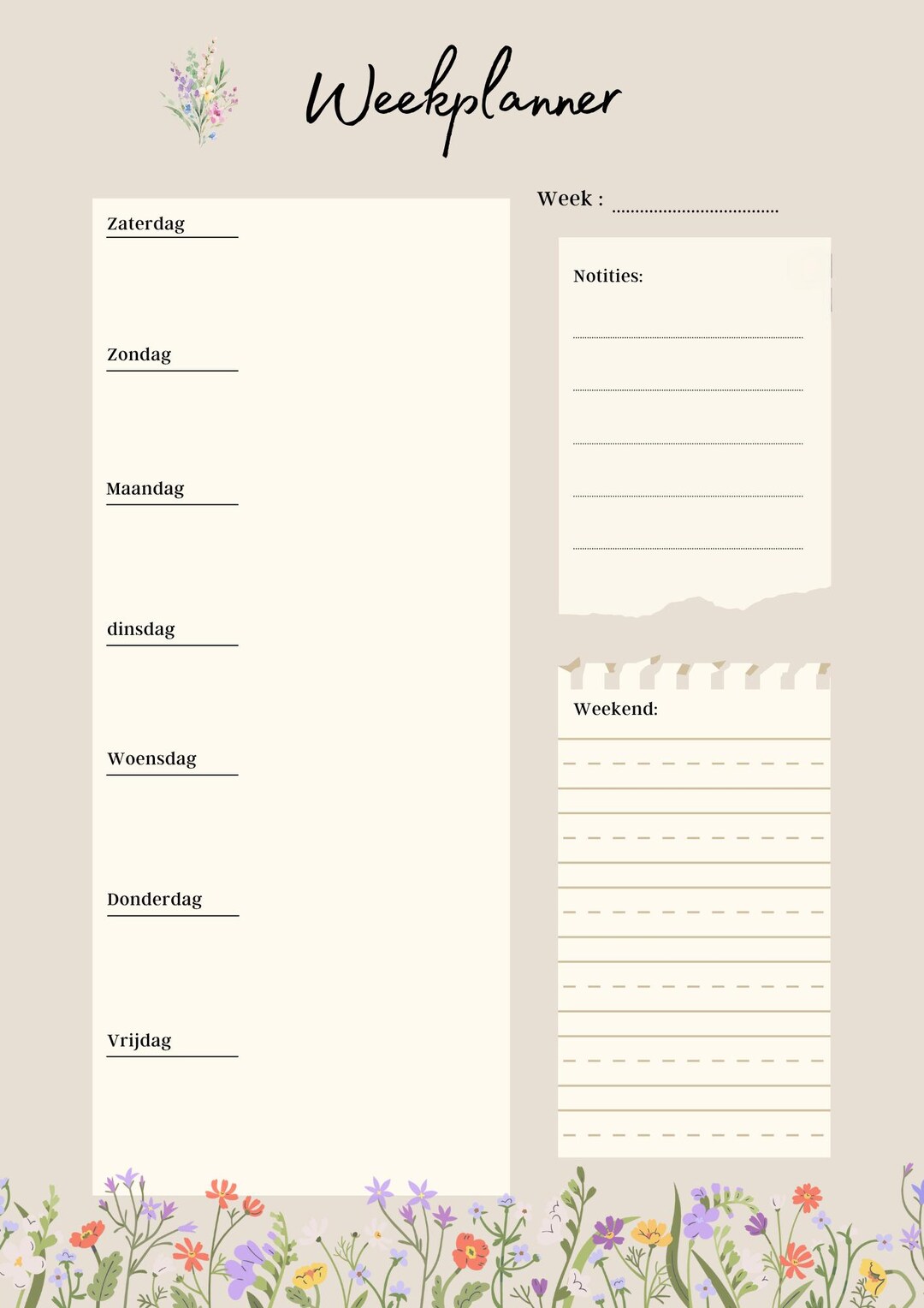 Weekly Planner, Weekend First A4 & A3 - Etsy
