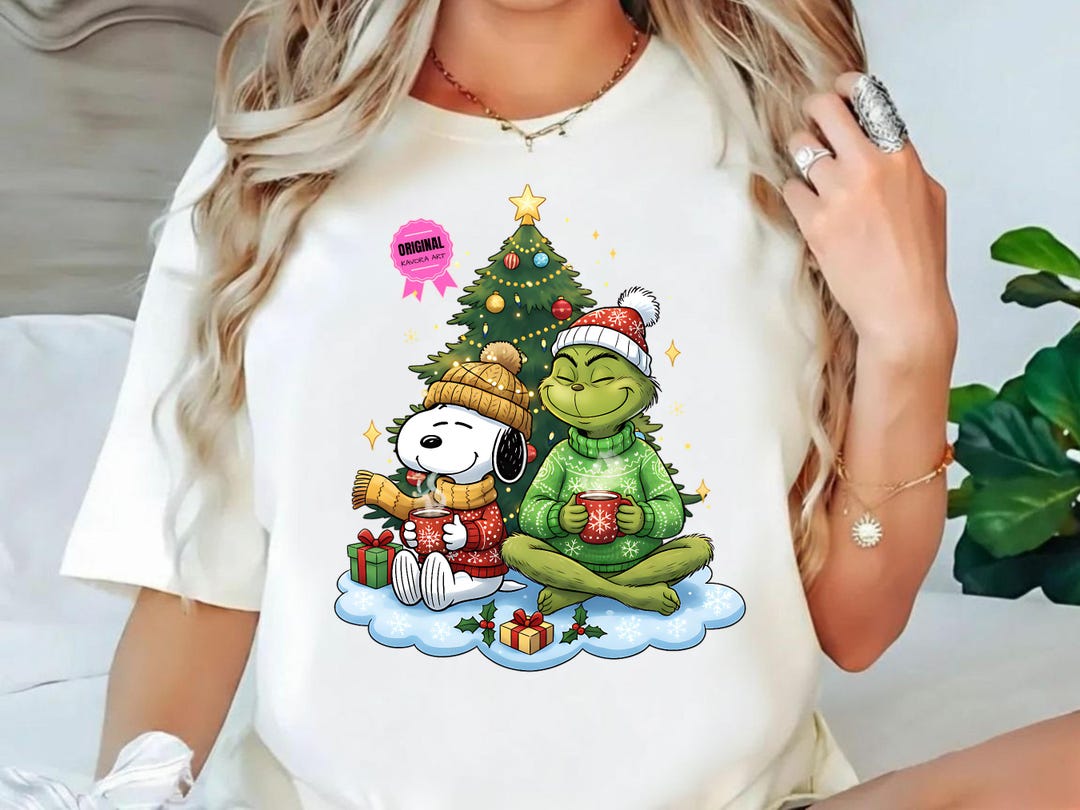 Snoopy and Grinch Christmas Tree PNG: Holiday Sweatshirt Design ...