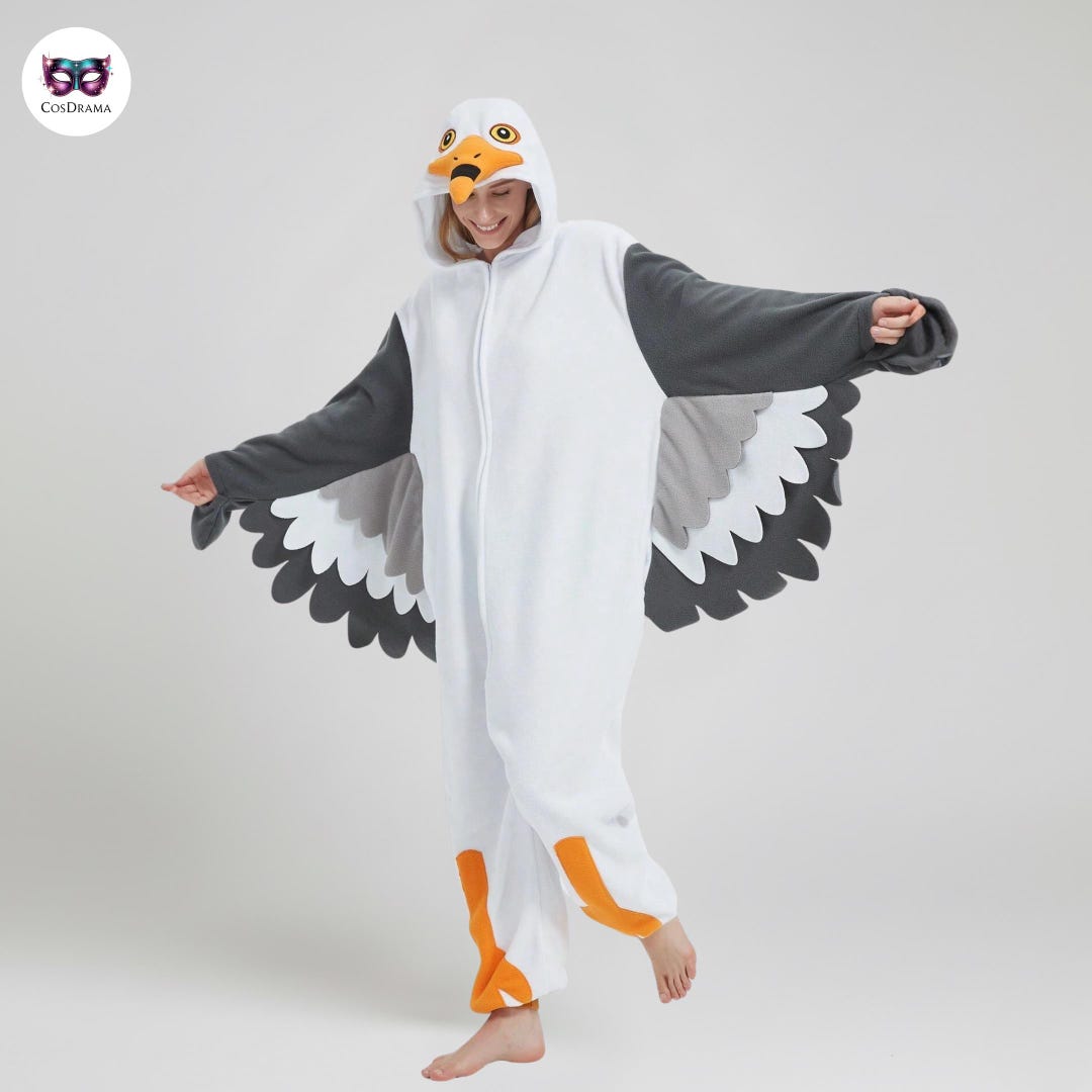 Seagull Unisex Cosplay Pajamas | Fleece Hooded One Piece Jumpsuit for ...