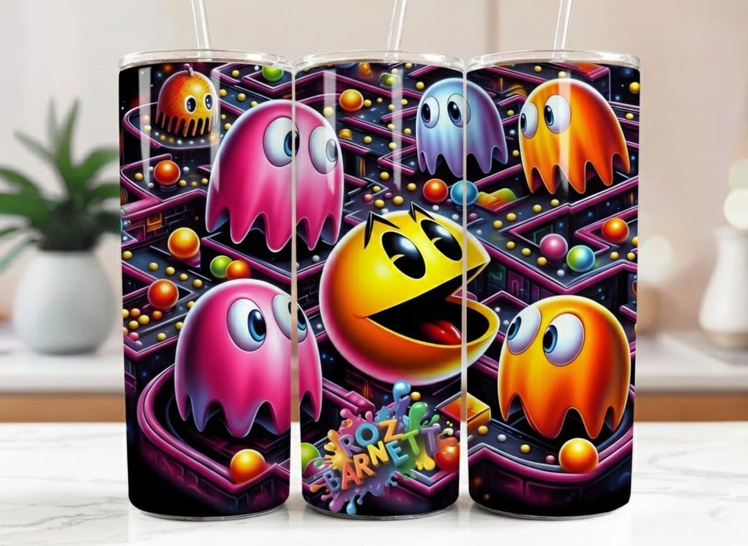 Classic Arcade Ghost Tumbler | Retro Pixel Game Design Cup | Fun Gaming ...