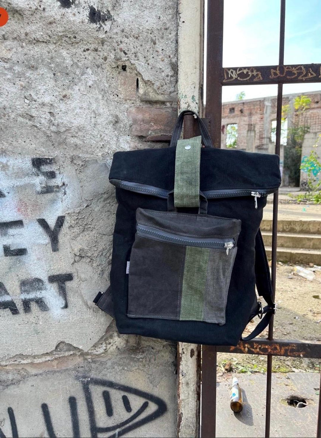 Waxed Canvas Backpack Roll Top Rucksack - Etsy