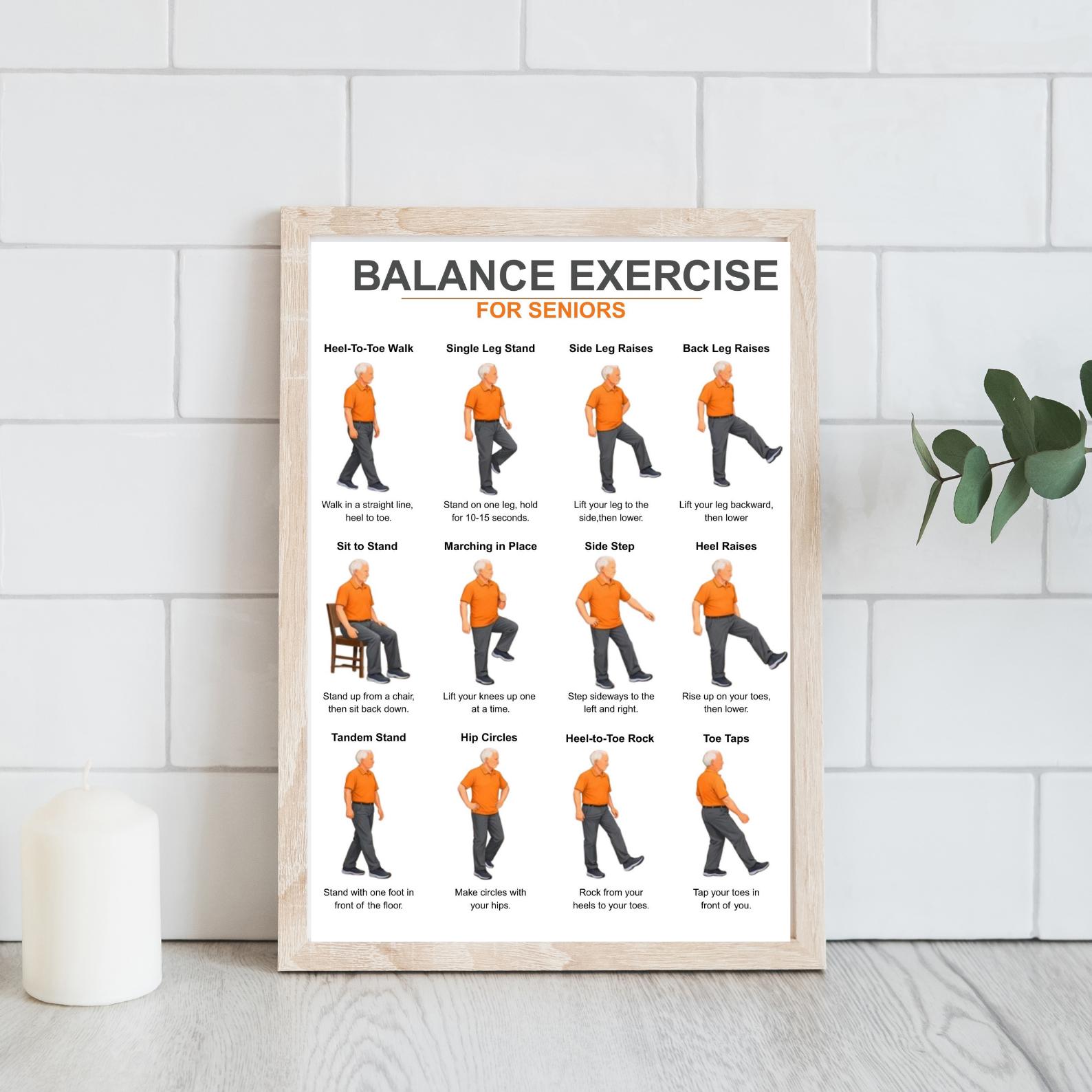 Balance Exercises for Seniors, Senior Balance Exercise Chart for Adults ...