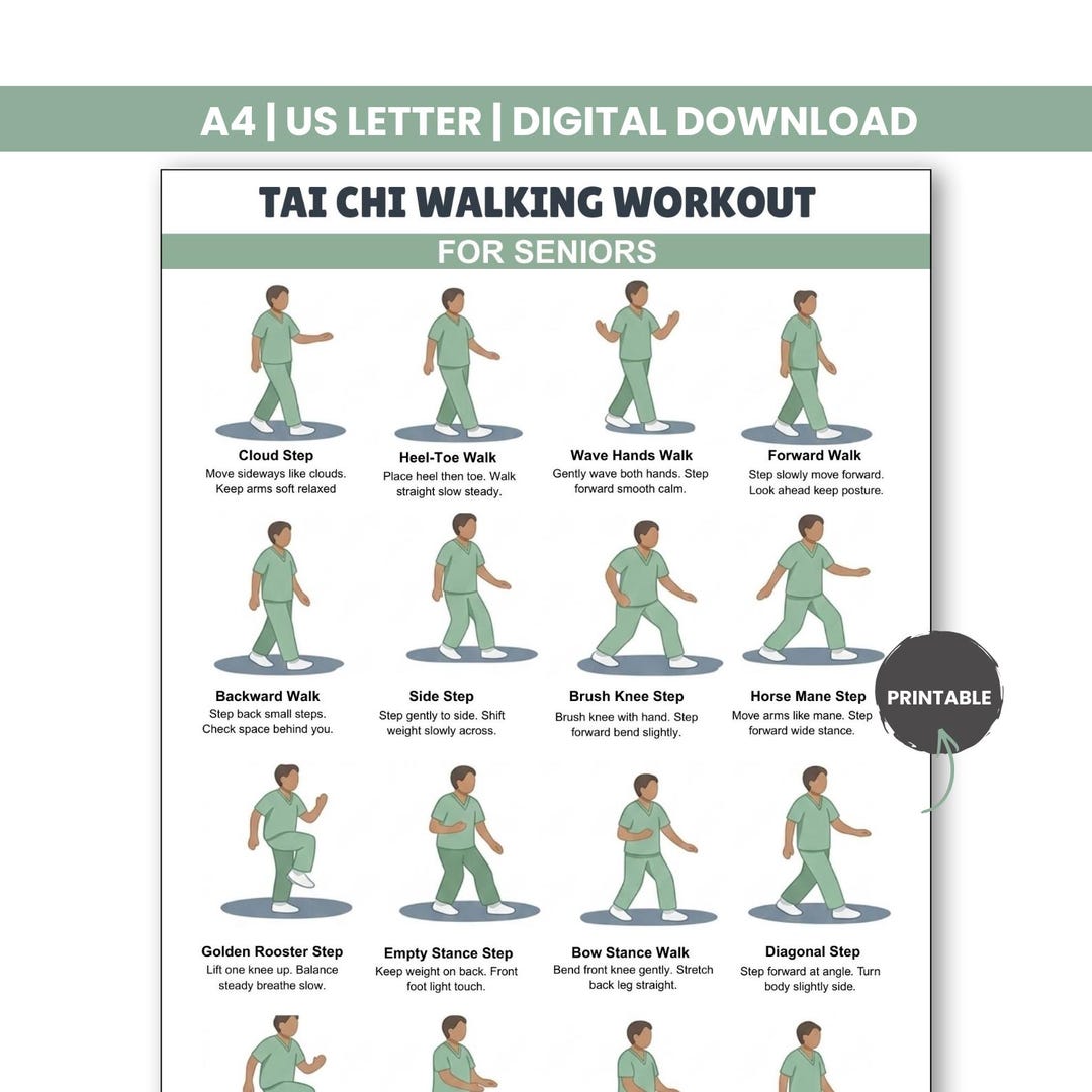 Printable Tai Chi Walking for Seniors, Tai Chi Walking Chart, Tai Chi ...