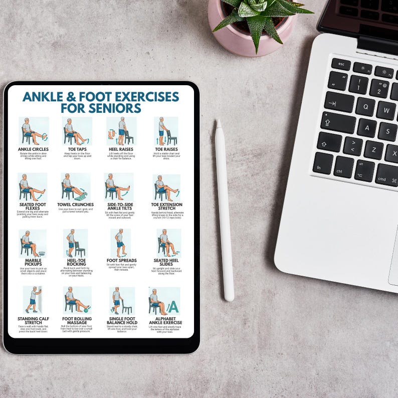 Ankle & Foot Exercises for Seniors Printable | 16 Gentle Strengthening ...