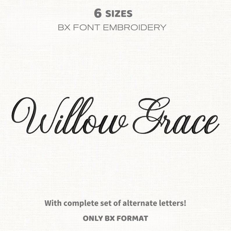 Willow Grace Handwritten Classic Script Machine Embroidery Font ...
