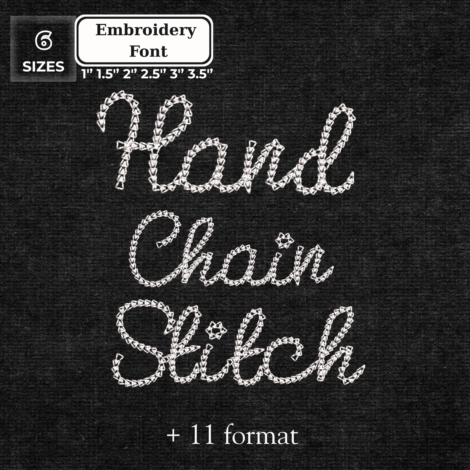 Chain Stitch Font Cursive Machine Embroidery Font, 6 Sizes Instant ...
