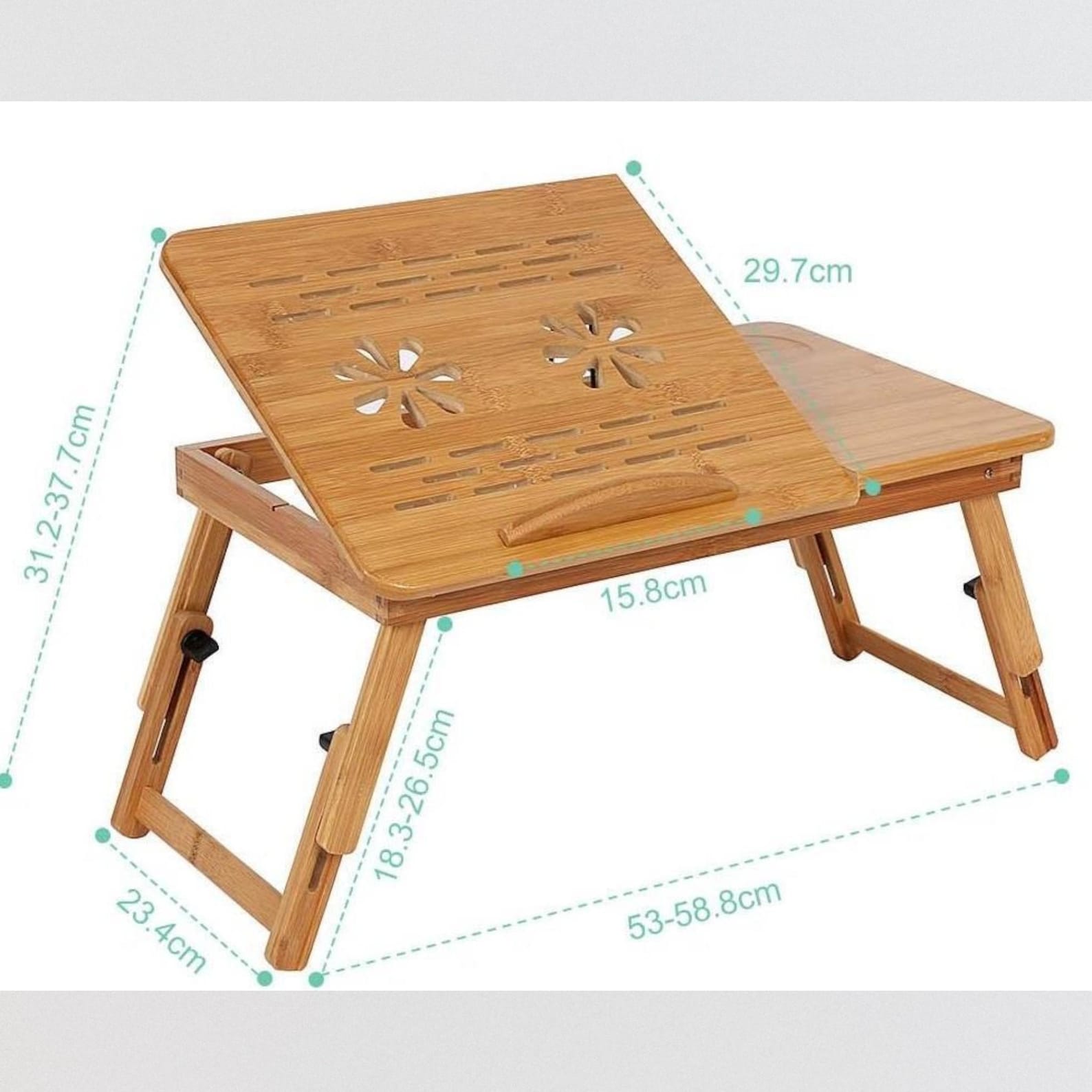 Handmade Wooden Laptop Bed Tray: Folding PC Desk With Adjustable Legs ...