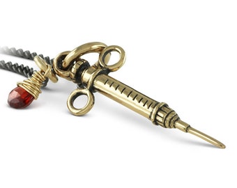 Syringe Necklace Antique Silver Syringe Pendant Nurse | Etsy