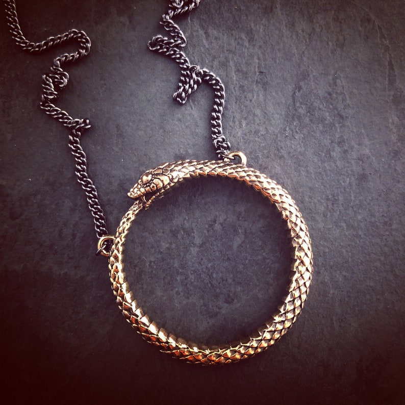 Ouroboros Necklace Bronze Ouroboros Pendant Snake Necklace - Etsy
