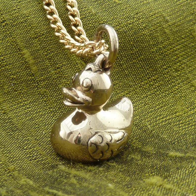 Rubber Duck Necklace - Bronze Rubber Ducky Pendant - the Lucky Duck - Etsy