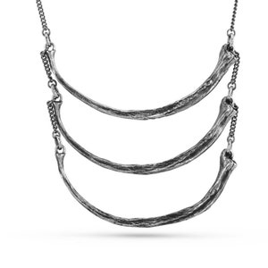 Python Rib Necklace - Snake Rib Necklace - Antique Silver Python Rib ...